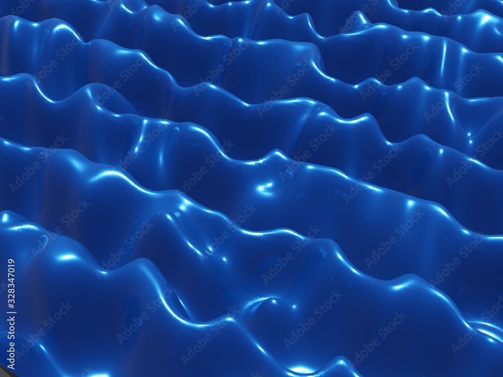 3d render, abstract background, gold holographic foil, iridescent wavy ...