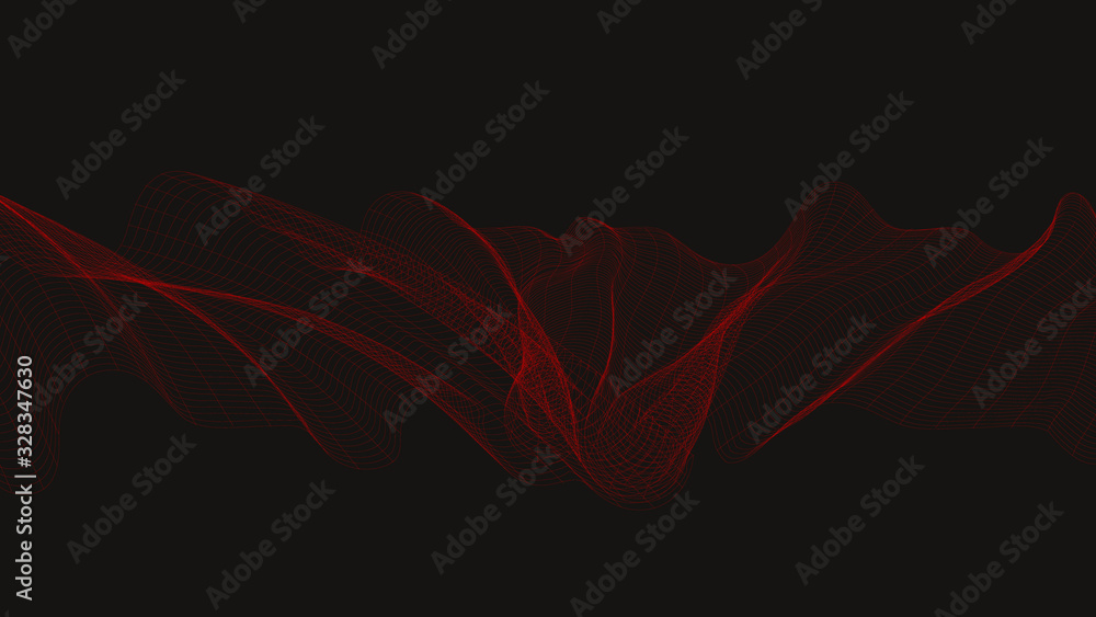 Red Digital Sound Wave on Black Background,technology and earthquake ...