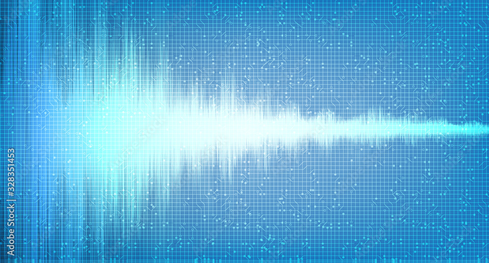 Super Digital Sound Wave on Light Blue technology Background,earthquake ...