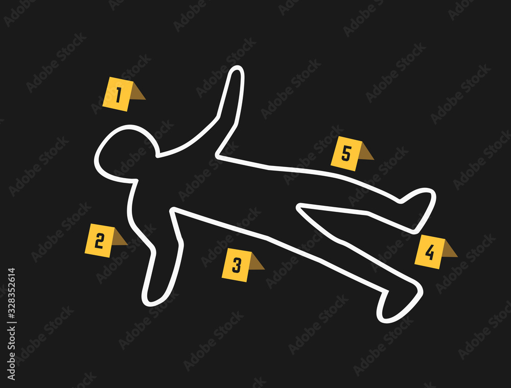 Crime scene with police tape flat icon. Vector Stock Vector | Adobe Stock