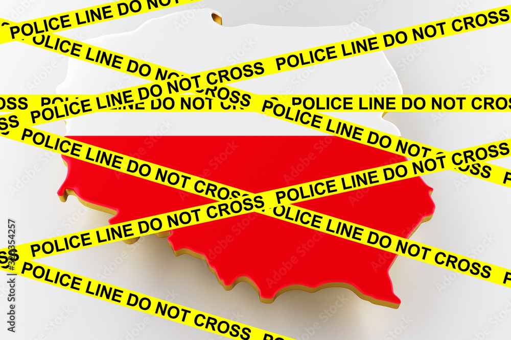 Poland crime concept, police investigation. 3D map of Poland. Map of ...
