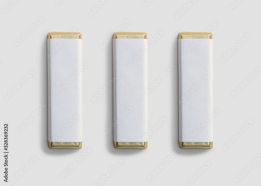 Chocolate packaging blank pack empty template isolated on soft gray ...
