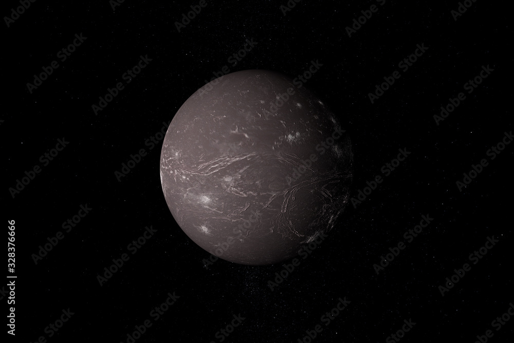 Ariel, Uranus moon, in the outer space. 3d render Stock Illustration ...