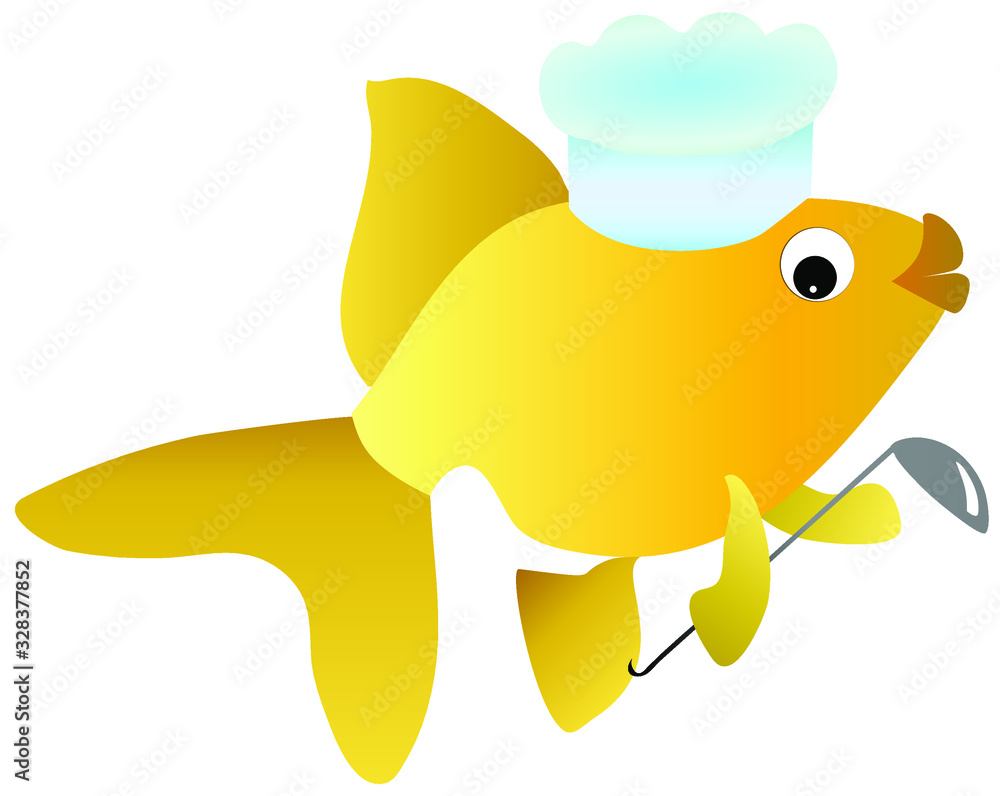 Vector illustration of cartoon fish in a chef's cap Stock Vector ...