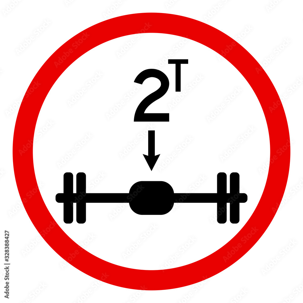 Axle load limit 2 ton.Traffic sign. Red circle. Perfect for backgrounds ...