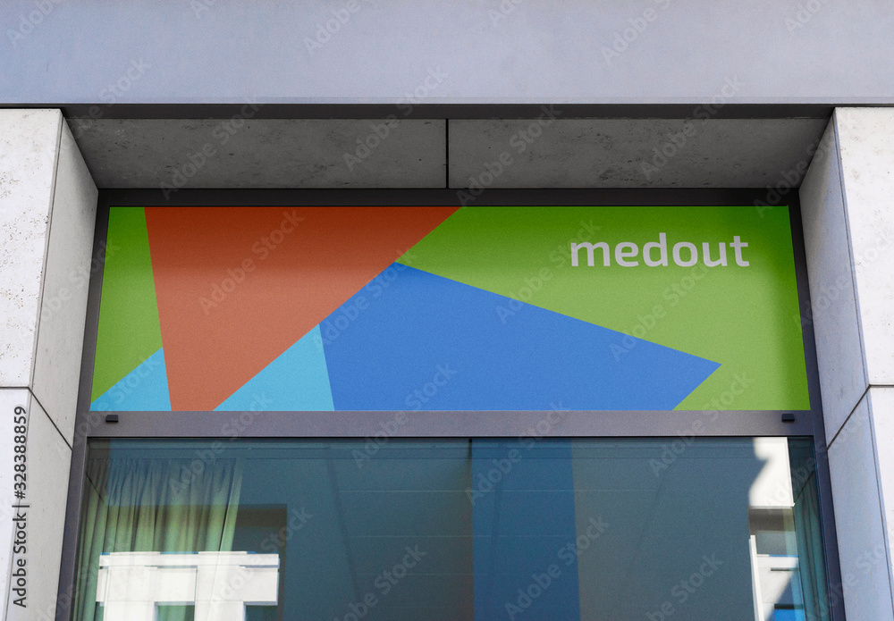 Wall Mounted Storefront Sign Mockup Stock Template | Adobe Stock