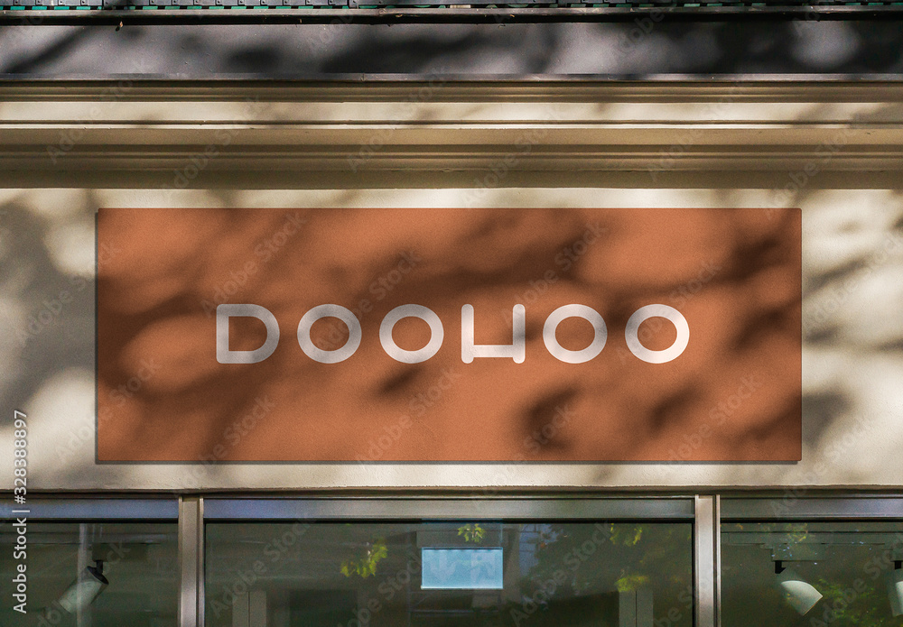 Wall Mounted Storefront Sign Mockup Stock Template | Adobe Stock