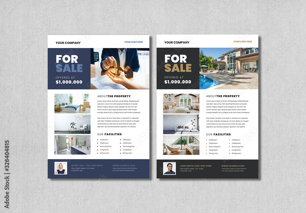 Real Estate Flyer Layout Stock Template | Adobe Stock