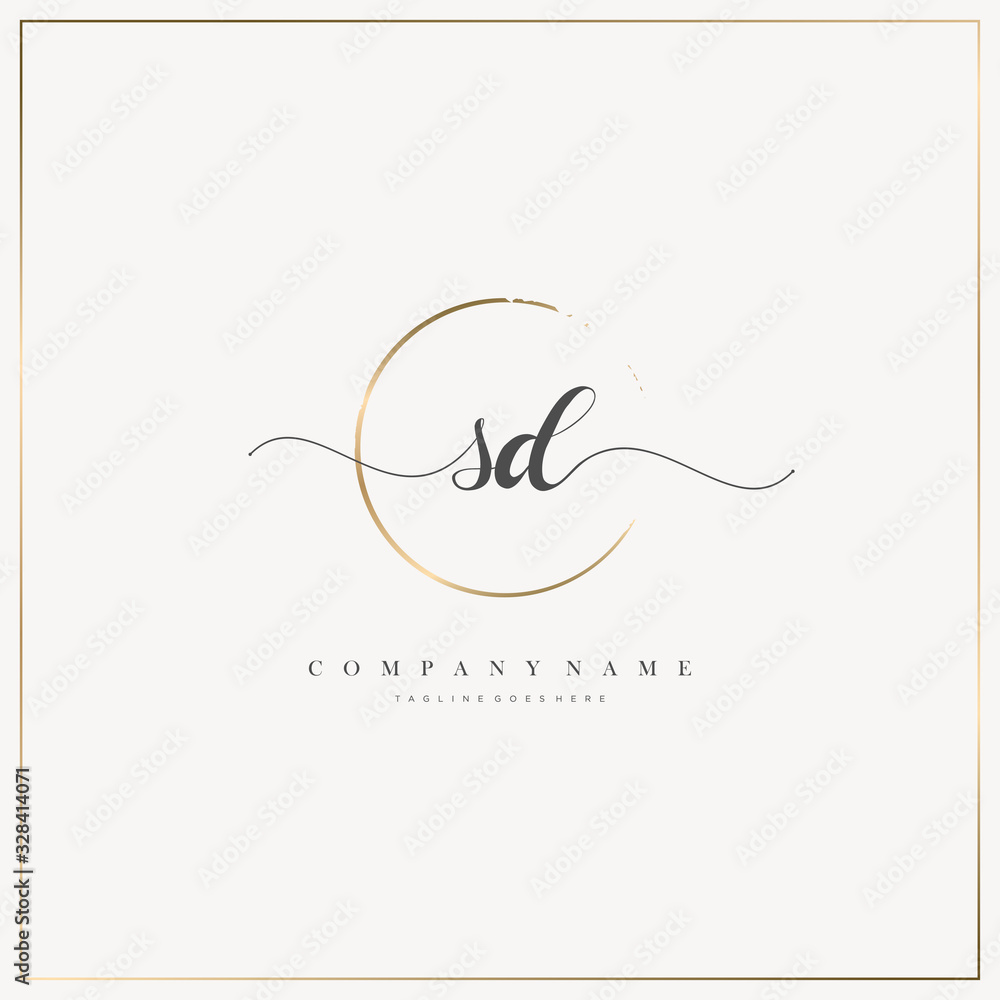 SD Initial Letter handwriting logo hand drawn template vector, logo for ...