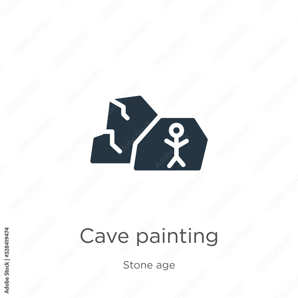 Cave painting icon vector. Trendy flat cave painting icon from stone ...