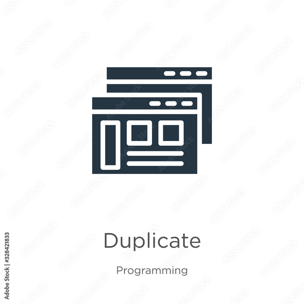 Duplicate icon vector. Trendy flat duplicate icon from programming ...