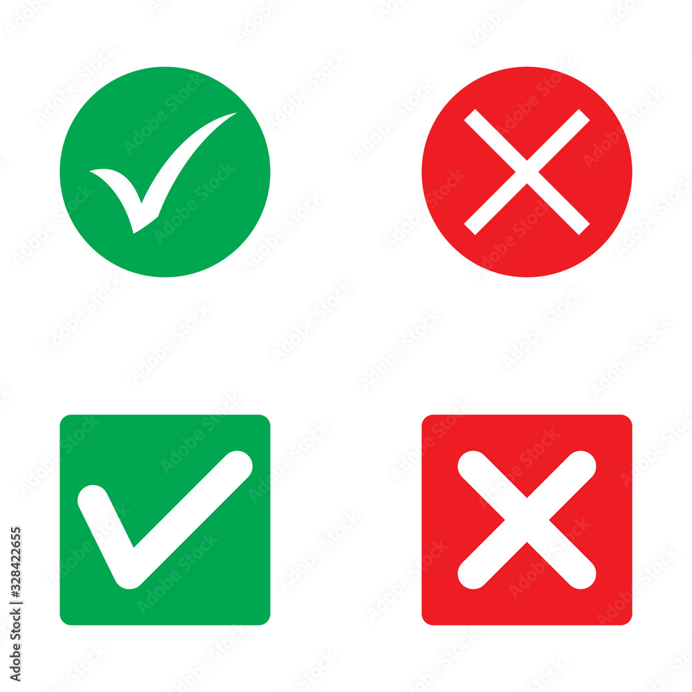 correct and incorrect icon, right and wrong icon Stock Vector | Adobe Stock