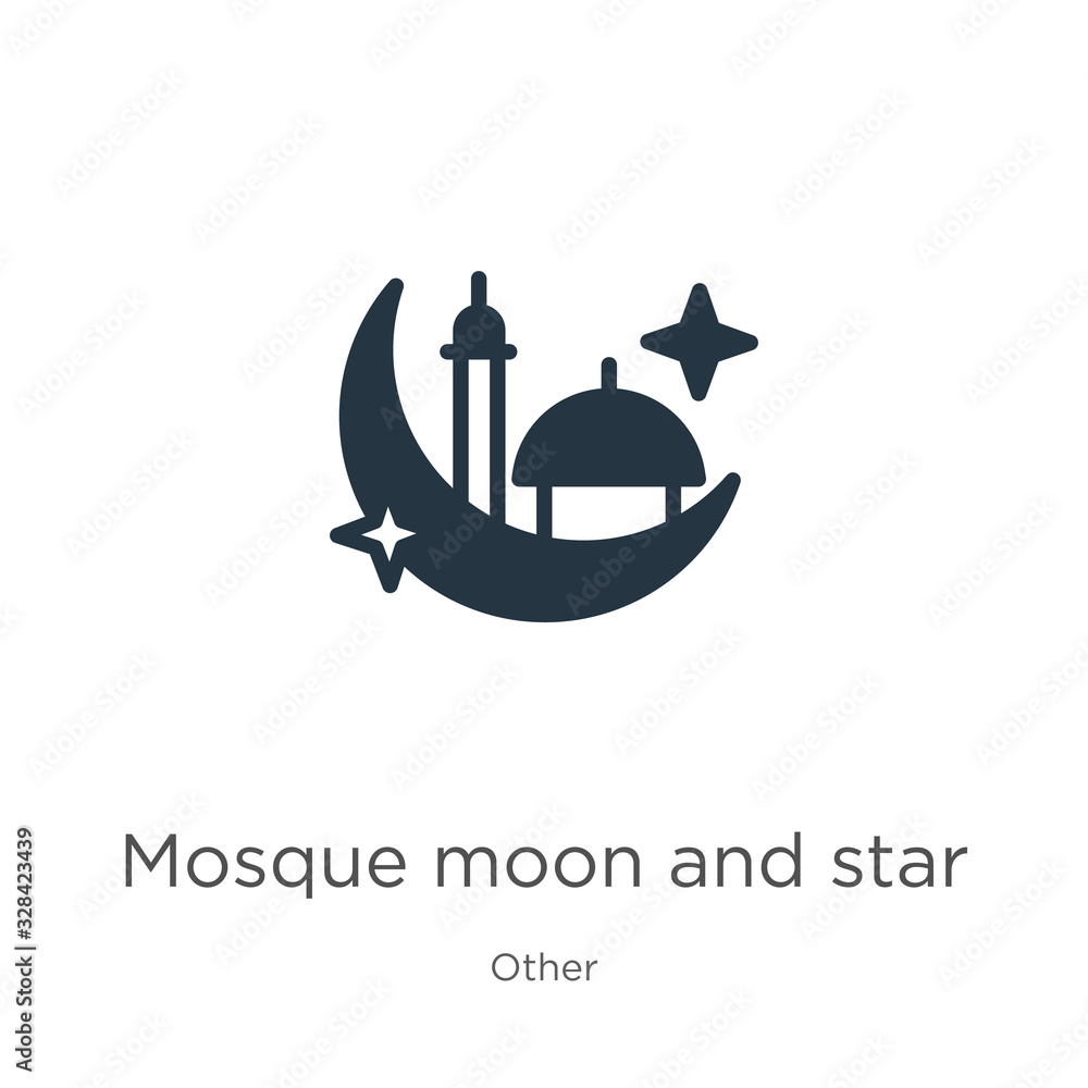 Mosque moon and star icon vector. Trendy flat mosque moon and star icon ...