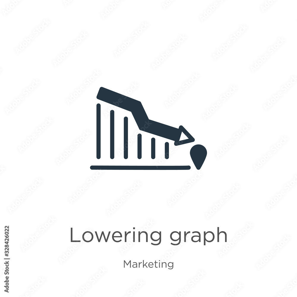 Lowering graph icon vector. Trendy flat lowering graph icon from ...