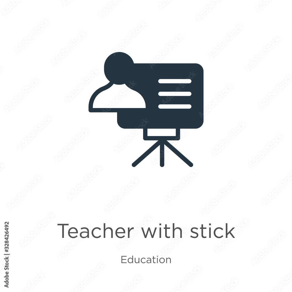 Teacher with stick icon vector. Trendy flat teacher with stick icon ...