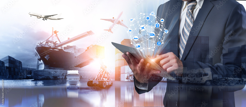 Business Logistics concept, Global business connection technology ...