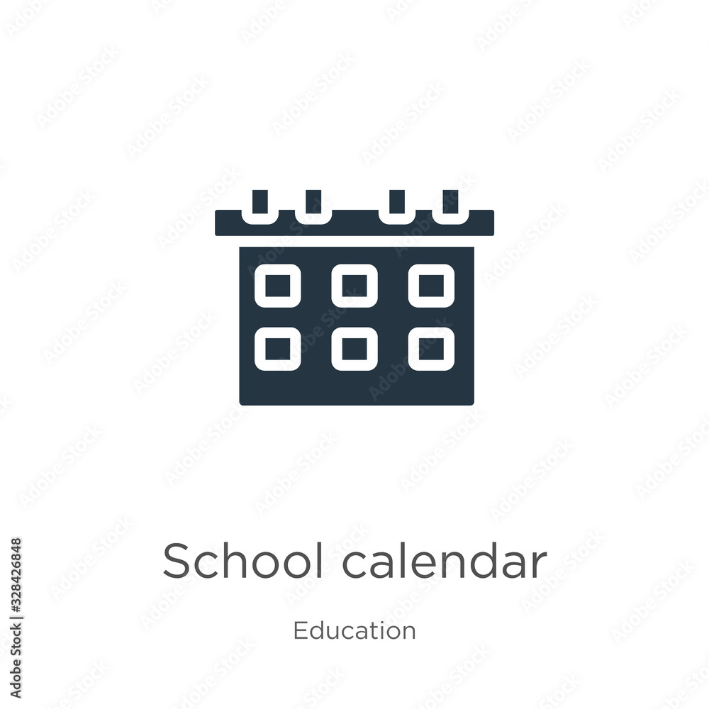 School calendar icon vector. Trendy flat school calendar icon from ...