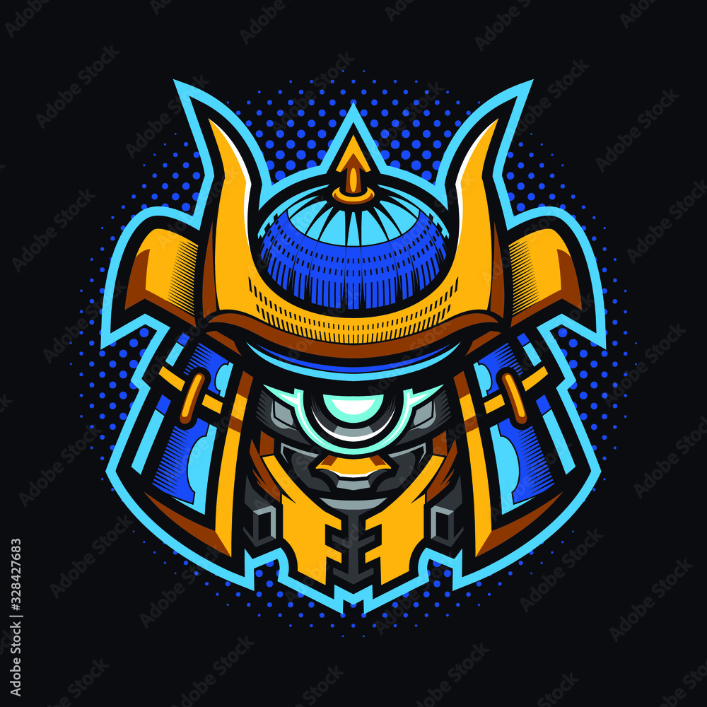 Shogun robot head mascot logo Stock Vector | Adobe Stock