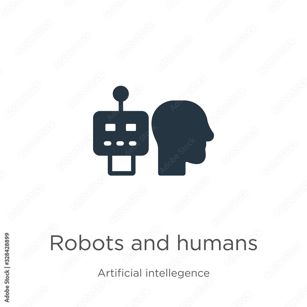 Robots and humans icon vector. Trendy flat robots and humans icon from ...