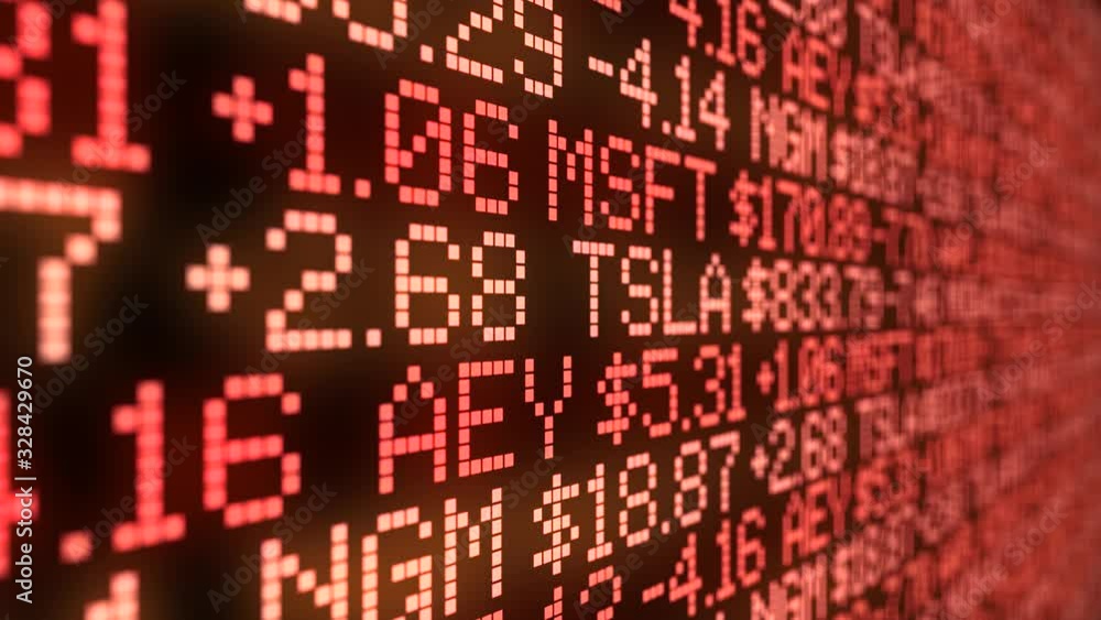 Stock market ticker price display board trading on exchange financial ...