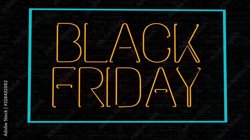 black Friday neon lamp 3d rendered Stock Illustration | Adobe Stock