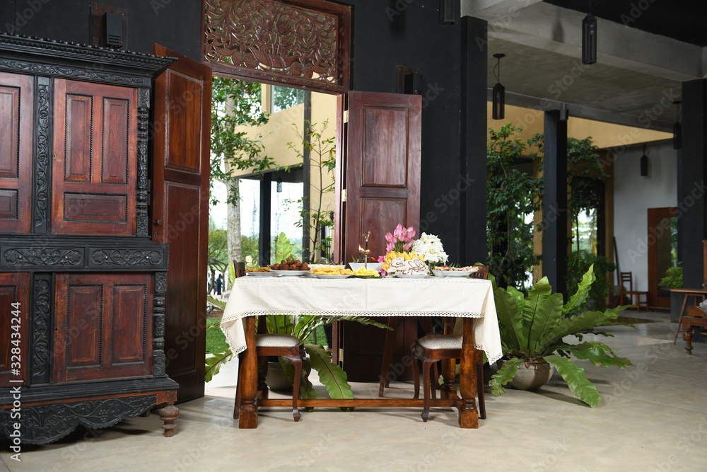 Sinhala Tamil New Year, Traditional Foods with Oil lamp, Sri Lanka ...
