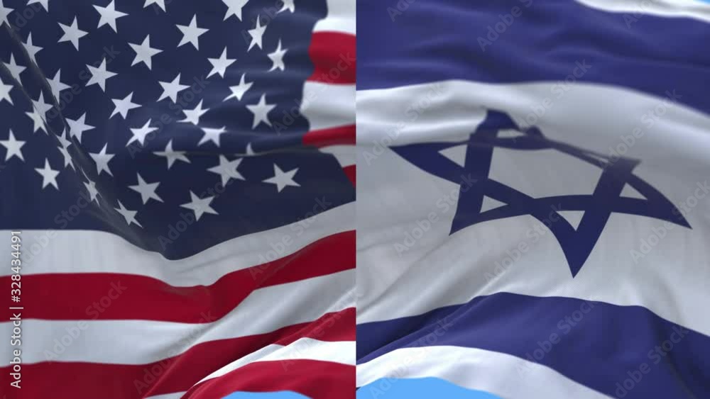 4k seamless United States of America USA and Israel National flag slow ...