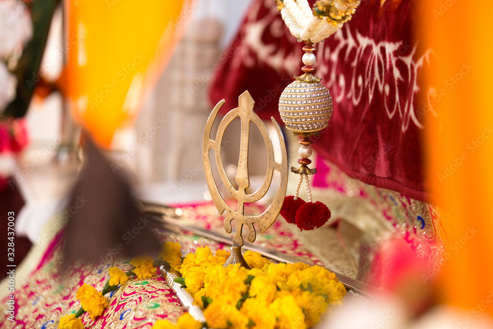 Khanda Symbol of Sikh Faith. Sikhism Faith Gurudwara Decorated by ...