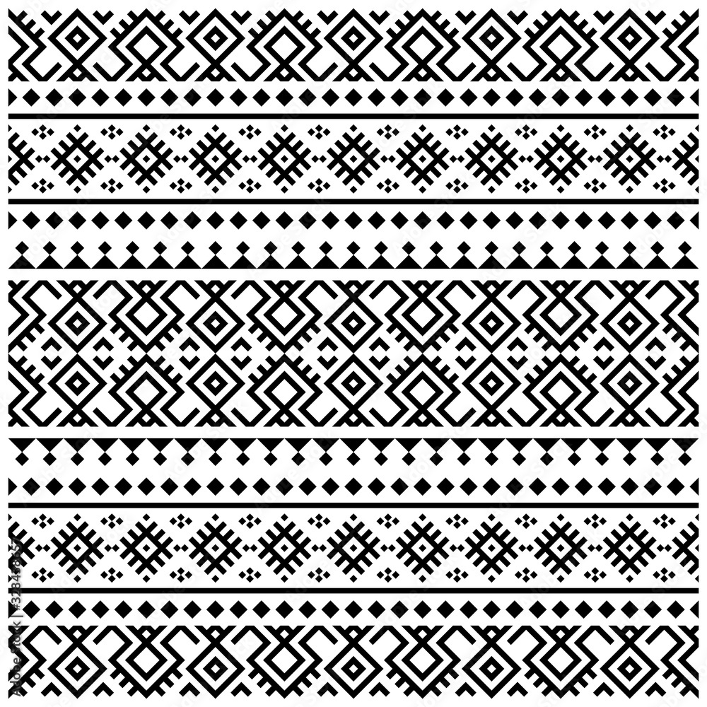 Tribal Ethnic Pattern Design in black and white color. Traditional ...