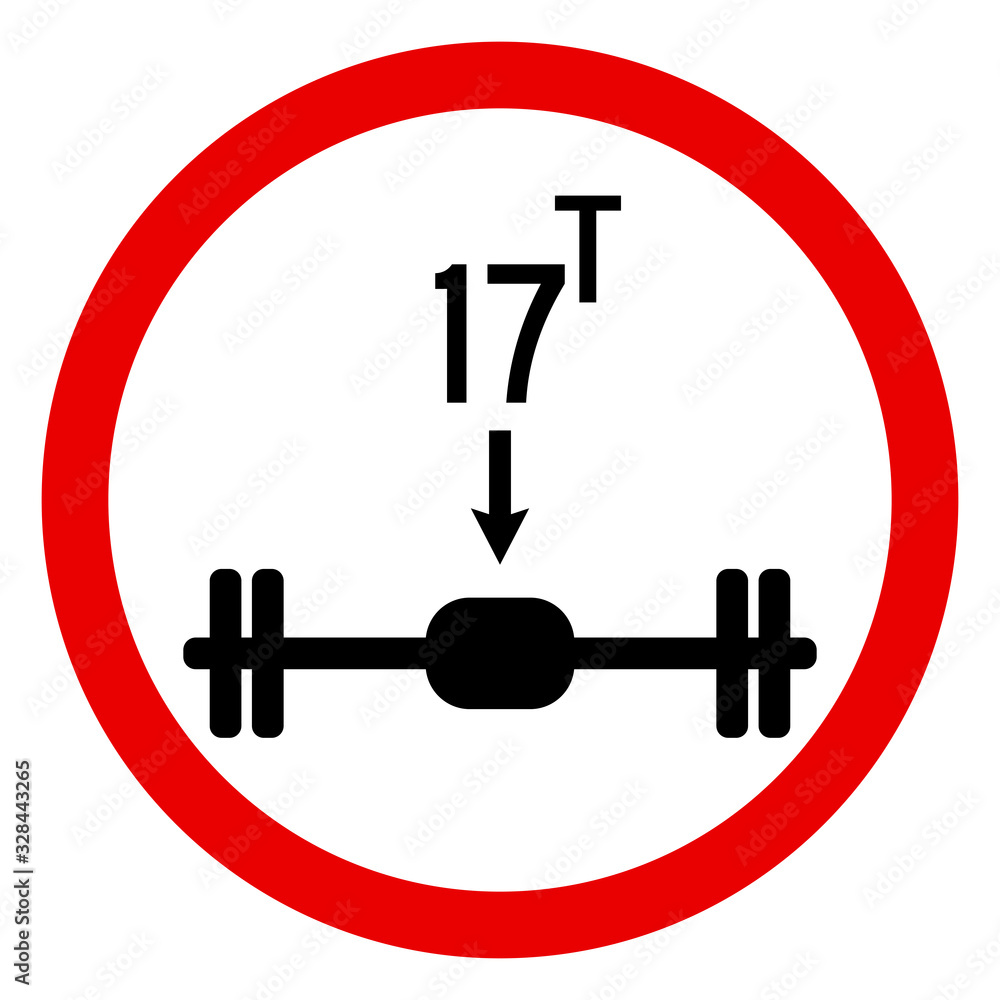 Axle load limit up to 17 ton.Traffic sign. Red circle. Perfect for ...
