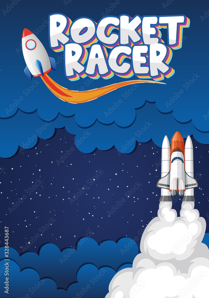 Poster design with rocket ships in the space background Stock Vector ...