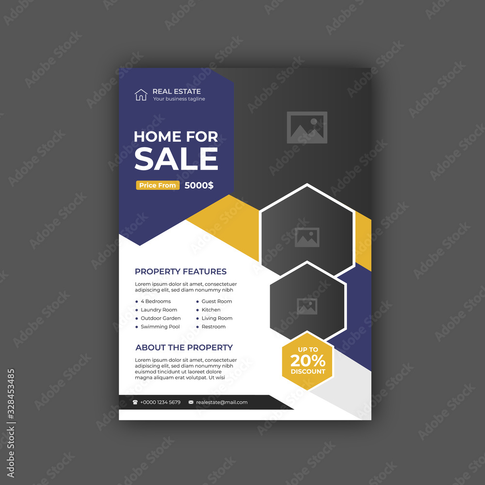 Real estate broker flyer and poster template. Flyer concept.Brochure ...
