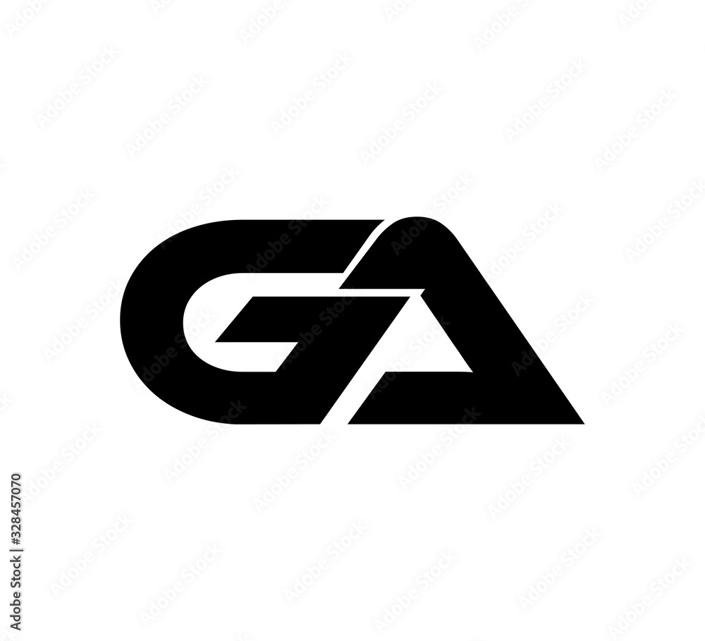 Initial 2 letter Logo Modern Simple Black GA Stock Vector | Adobe Stock