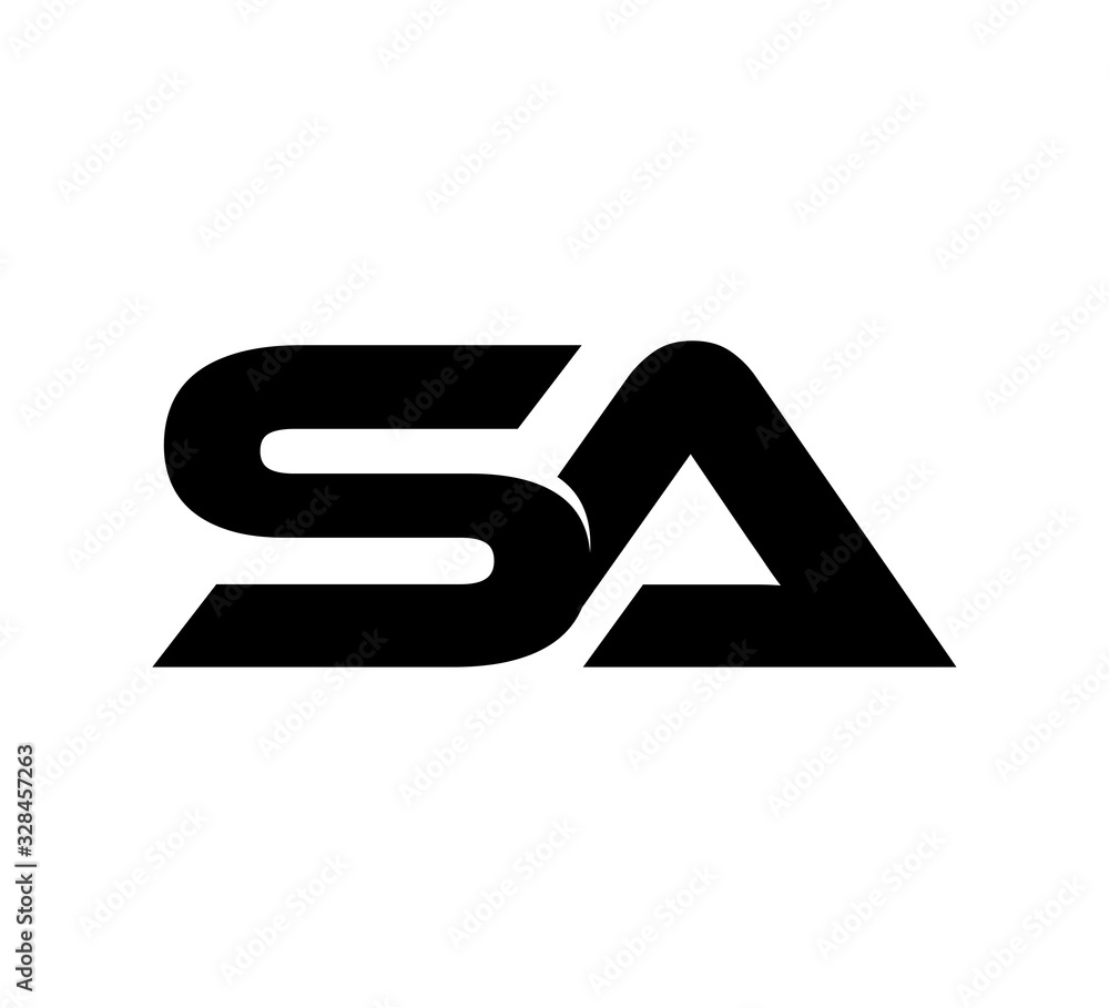 Initial 2 letter Logo Modern Simple Black SA Stock Vector | Adobe Stock