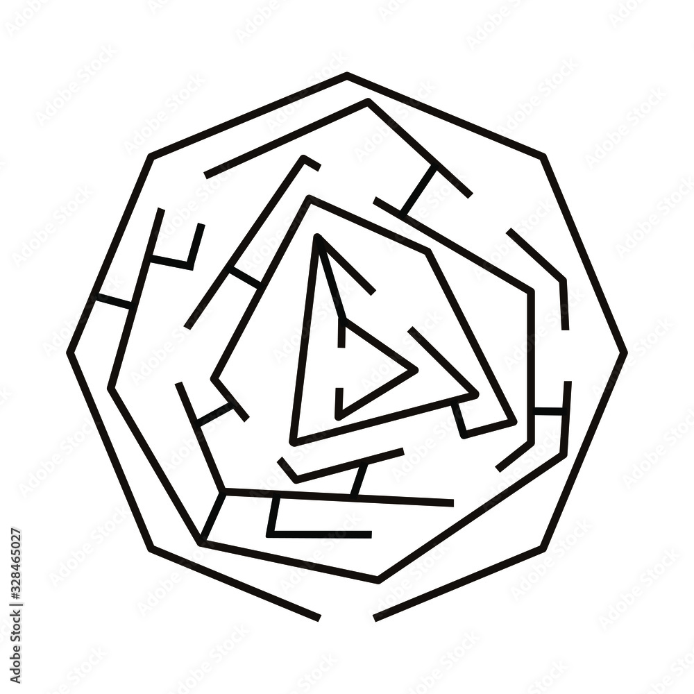 big octagonal maze with many ways on a white background Stock Vector ...
