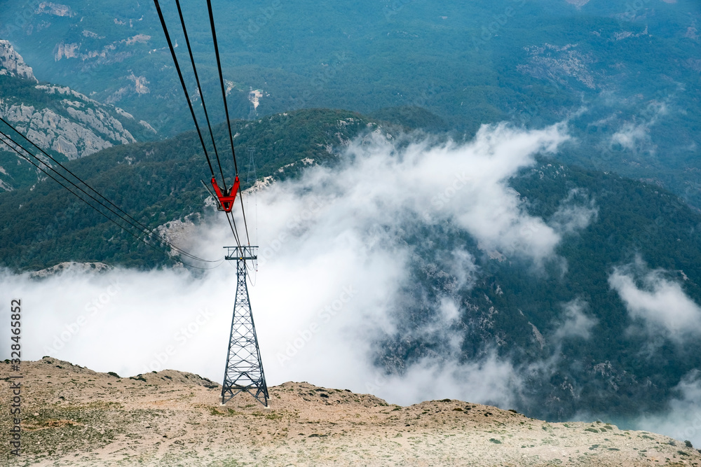 Beautiful ropeway to Tahtali mountain's peak, Turkey, Kemer. Beautiful ...