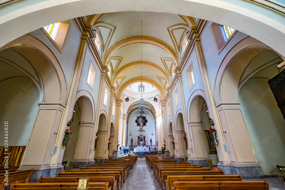 Basilica Altar Pews Seats San Agustin Church Puebla Mexico Stock Photo ...