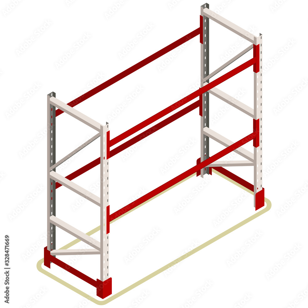 Metal racks for warehouse, isometric design. 3D Render. Vector ...