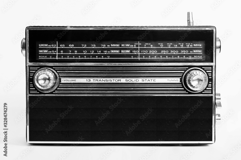 Old radio on white background. Radio antenna. Broadcast object ...