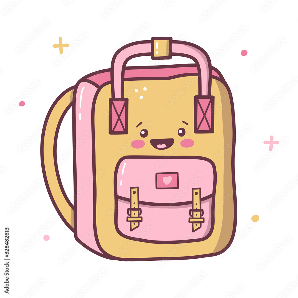 Fun backpack. Kawaii cartoon character isolated on a white background ...