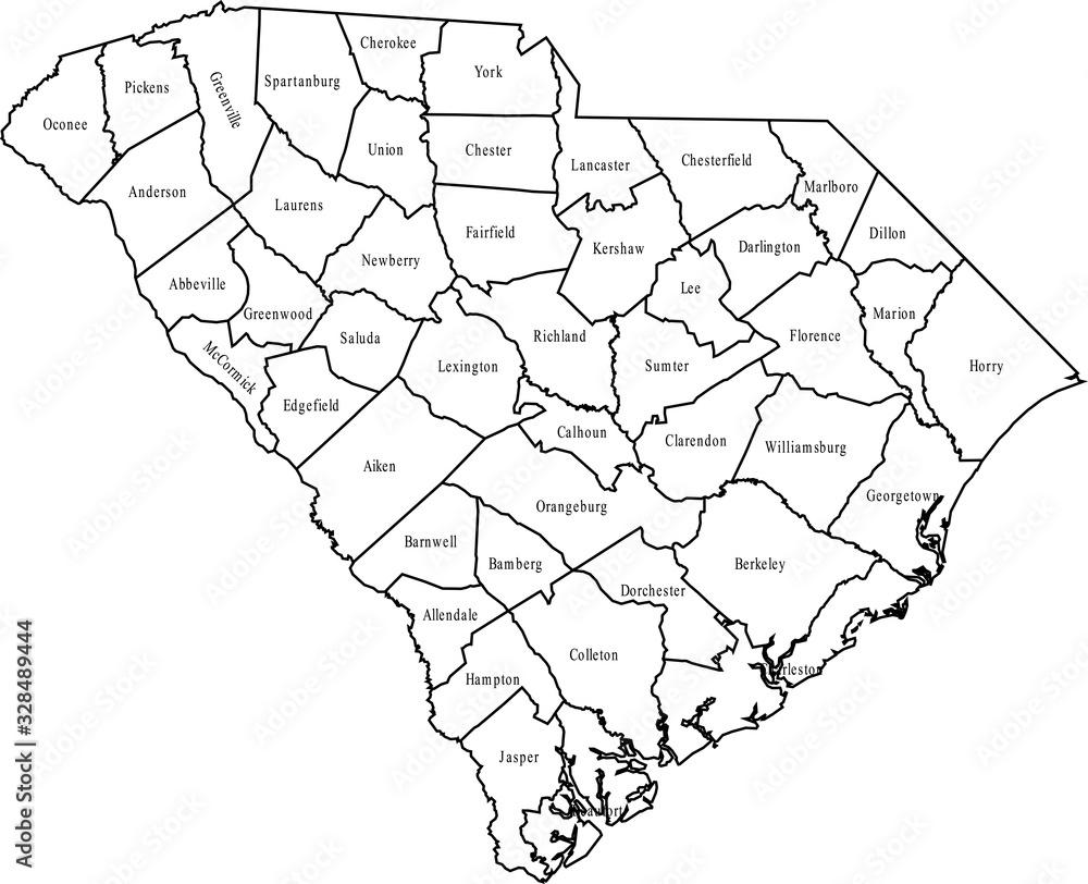 map of South Carolina Stock Vector | Adobe Stock