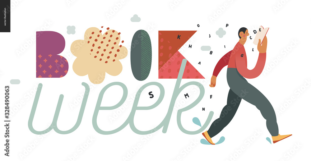 World Book Day graphics -book week events. Modern flat vector concept ...