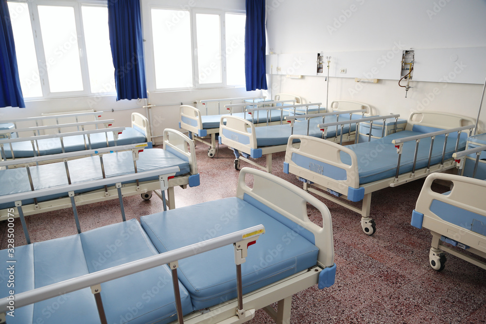 Room interior with empty hospital beds Stock Photo | Adobe Stock