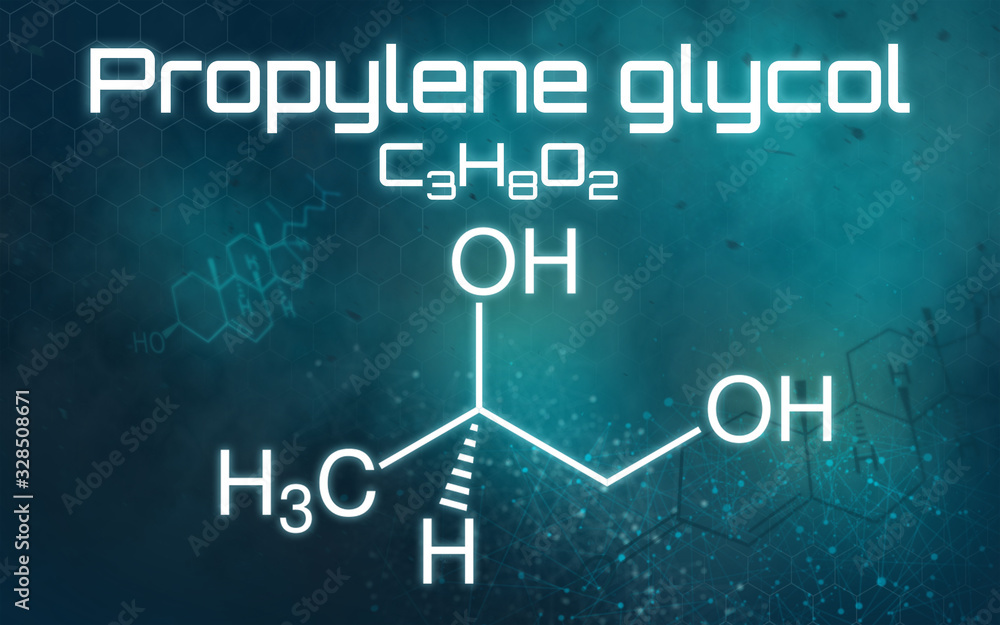Chemical formula of Propylene glycol on a futuristic background Stock ...