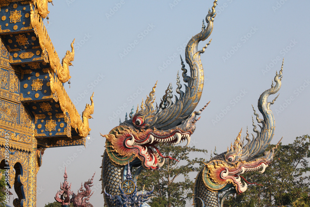 Wat Rong Suea Ten (Blue Temple) in Chiang Rai city, Thailand. Religious ...