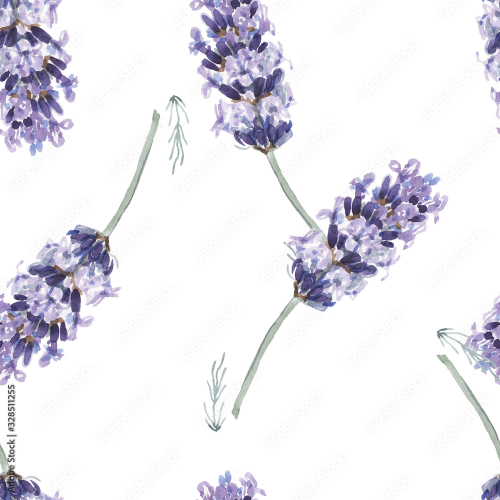 lavender provence watercolor pattern seamless print textile ...