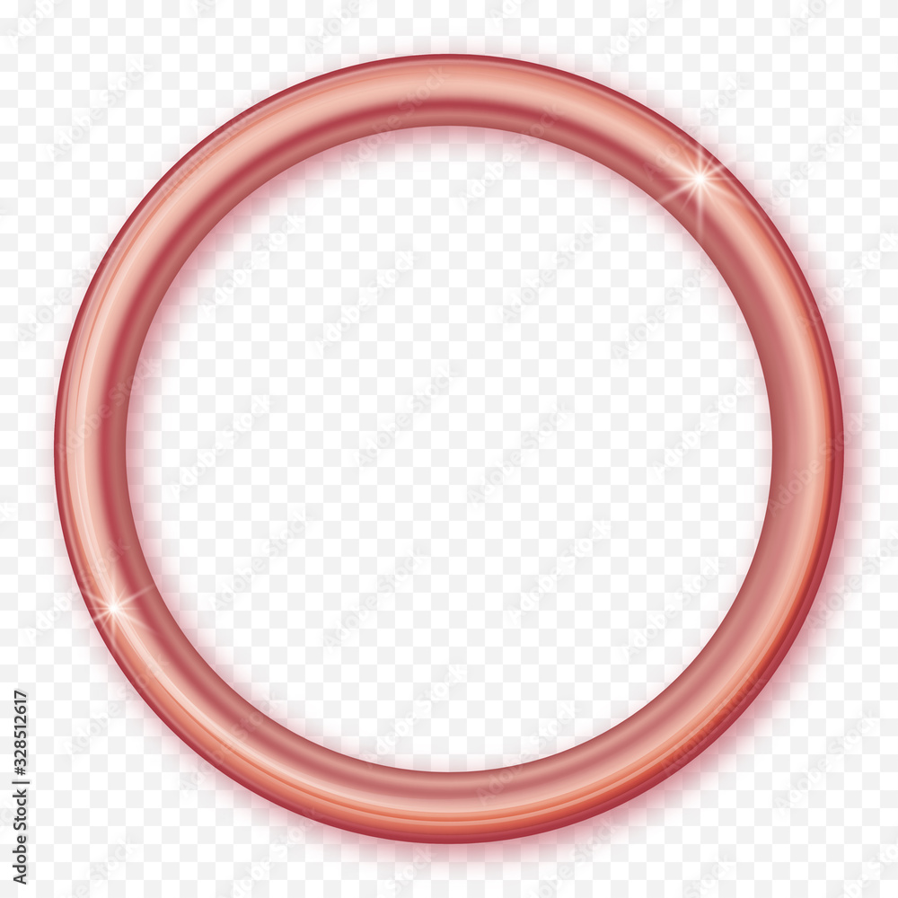 Rose gold circle frame. Rose golden round frame isolated on transparent ...
