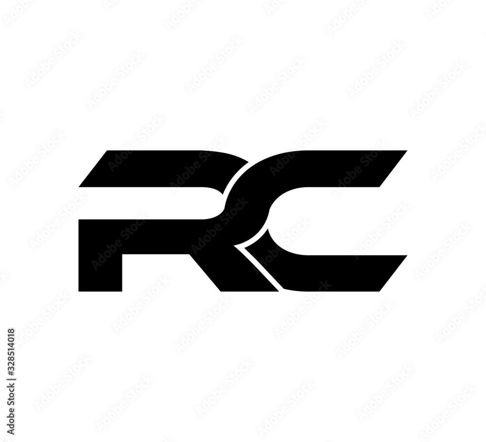 Initial 2 letter Logo Modern Simple Black RC Stock Vector | Adobe Stock