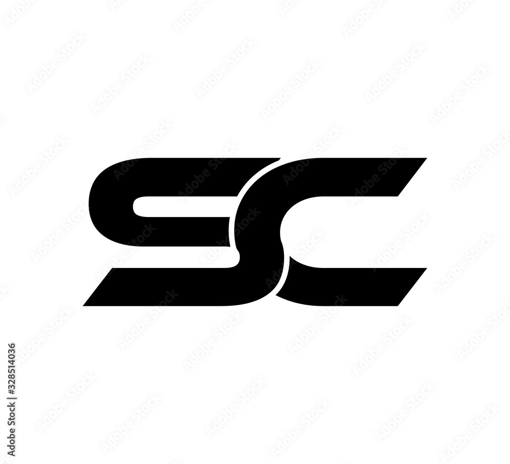 Initial 2 letter Logo Modern Simple Black SC Stock Vector | Adobe Stock