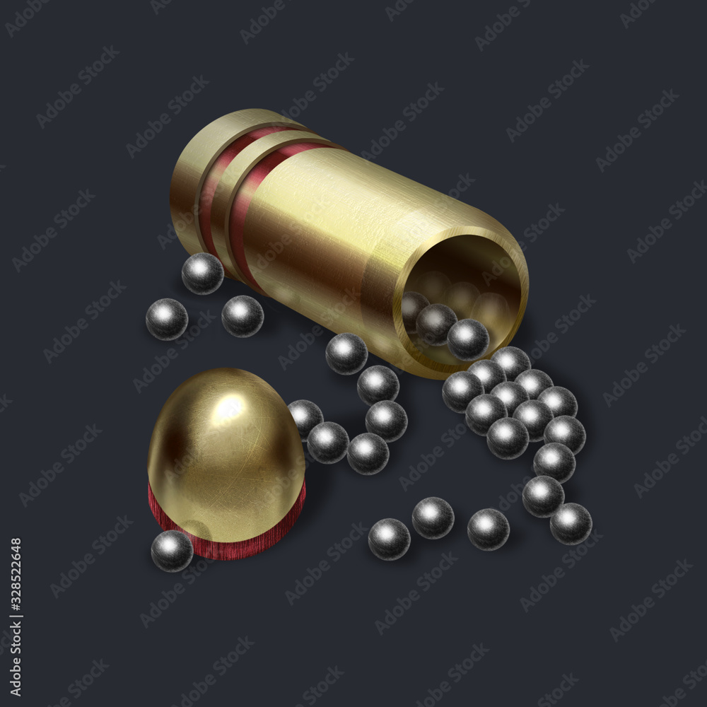 isolated, white, gold, metal, ammunition, bullet, gun, object, weapon ...